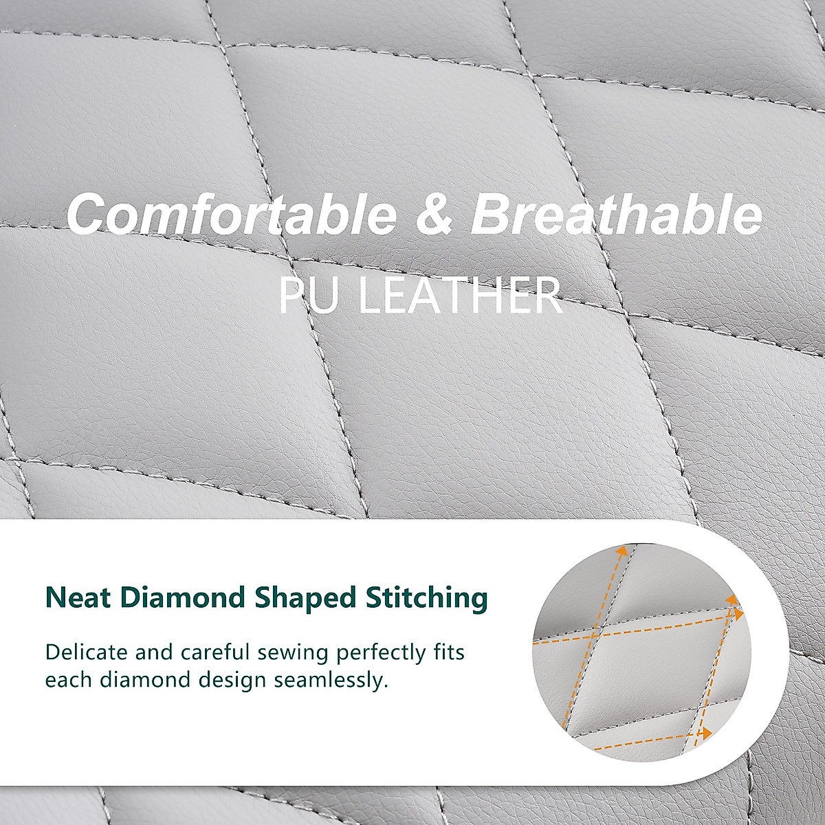 YOUNUOKE Comfortable Desk Chair, Home Office Chairs with Wheels, Armless Samll Comfy Vanity Chairs, PU Leather Computer Task Work Desk Chairs, Gery