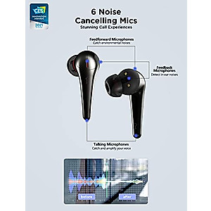 1MORE Comfobuds Pro Bluetooth 5.0 Earbuds, Hybird Active Noise Cancelling Earphones, Stereo Premium Sound in Ear Headphone with 6 Mics ENC for Clear Call and Deep Bass Fast Charging, Black