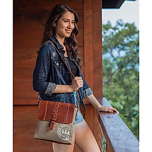 Myra Bag Retro-Inspired Small & Crossbody Bag Upcycled Cotton & Leather S-2859