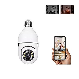 METRICSQUARE Light Bulb Security Camera Home Wireless WiFi Camera 360°PTZ Surveillance Camera Baby Monitor Nanny Cam Pet Camera Video Recording with Audio Remote Control with Phone APP