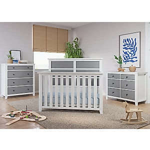 Child Craft Ocean Grove 6 Drawer Dresser for Nursery or Bedroom, Plenty of Storage, Anti-Tip Kit Included to Prevent Tipping, Non-Toxic, Baby Safe Finish (White/Gray)