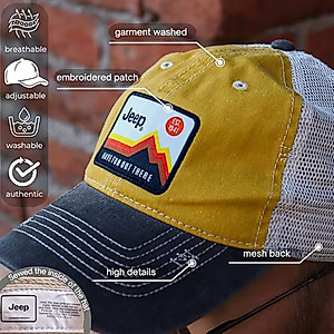 Jeep Have Fun Out There Patch Garment Washed Trucker Hat Unstructured Yellow