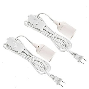 Simple Deluxe 360W 15ft Extension Hanging Lantern Pendant Light Lamp Cord Cable E26 Socket (No Bulb Included) On/Off Switch, 2 Pack, White