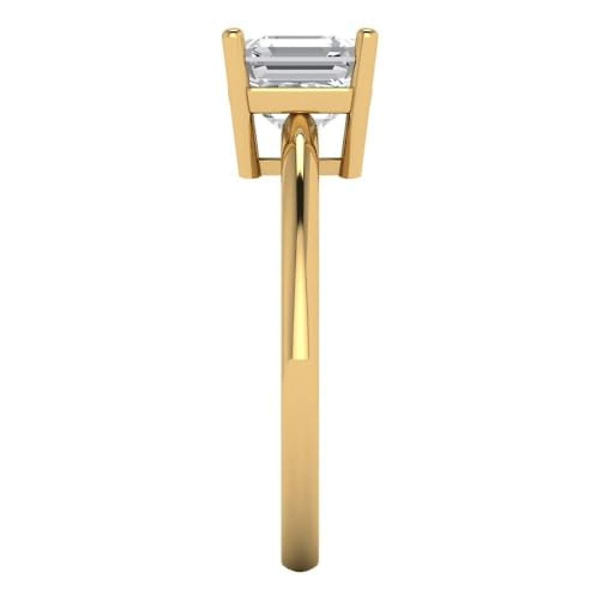 Clara Pucci 1.50 ct Asscher Cut Solitaire White Lab Created Sapphire Engagement Bridal Promise Anniversary Ring 18K Yellow Gold Size 3.5