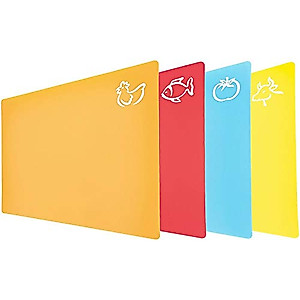 Multicolored Cutting Boards, Set of 4 - Southern Homewares - Durable Flexible Plastic Kitchen Food Prep Mats