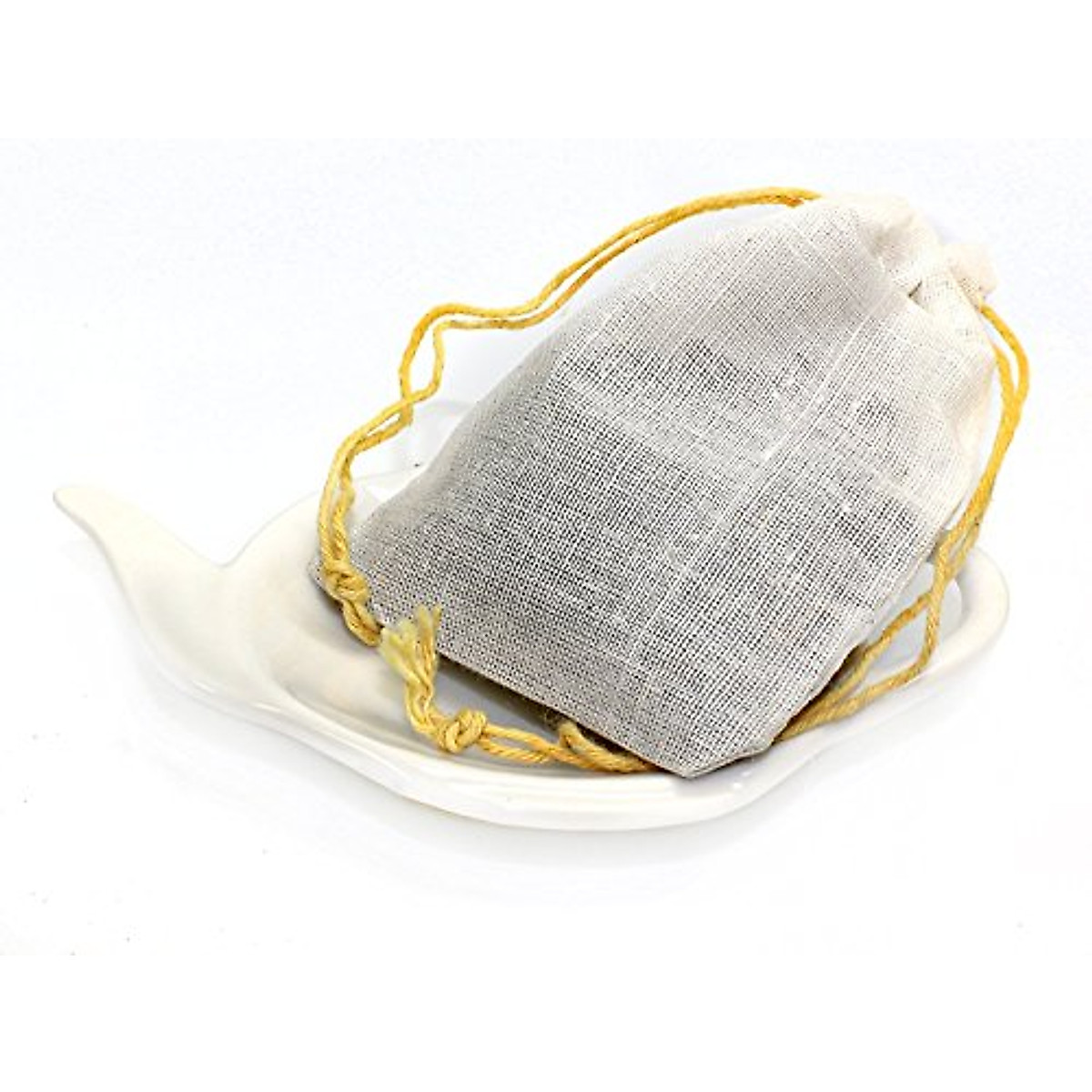 Cornucopia White Ceramic Tea Bag Coasters — Spoon Rests; 4-Pack Classic Teabag Caddy Holder Saucer Set