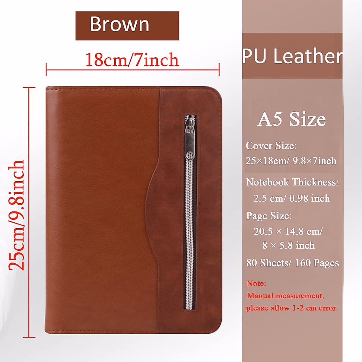 SAYEEC Leather Portfolio Notebook Binder with Calculator A5 6 Ring Refillable Budget Planner Binder Cover with Zipper Zippered Padfolio Organizer Business Journal Conference Folder Gifts for Men Women