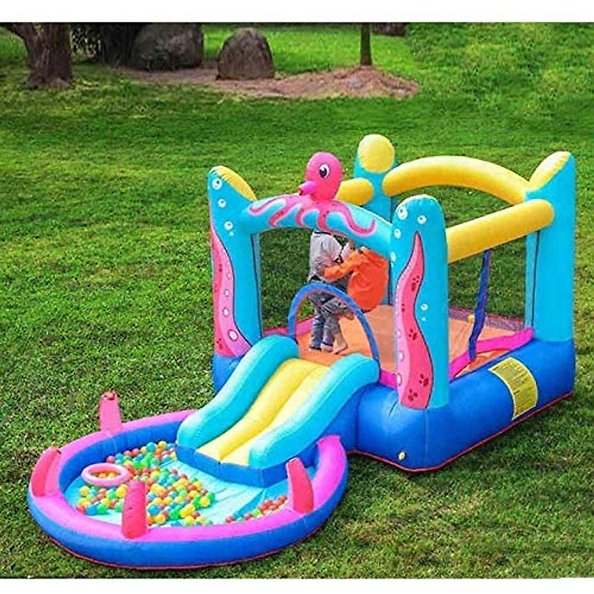 Baby Toys Bouncy Castles, Children's Inflatable Castle, Kid Slide Toys, Children's Playground Inflatable Trampoline, for Indoor and Outdoor