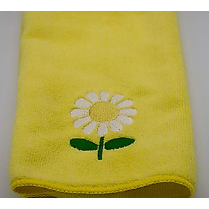 Plush Daisy Embroidered Daisy Microfiber Hand Towel - Green or Yellow - Bright and Sunny