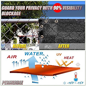 ColourTree 4' x 50' Black Fence Privacy Screen Windscreen Cover Fabric Shade Tarp Netting Mesh Cloth - Commercial Grade 170 GSM - Cable Zip Ties Included - We Make Custom Size