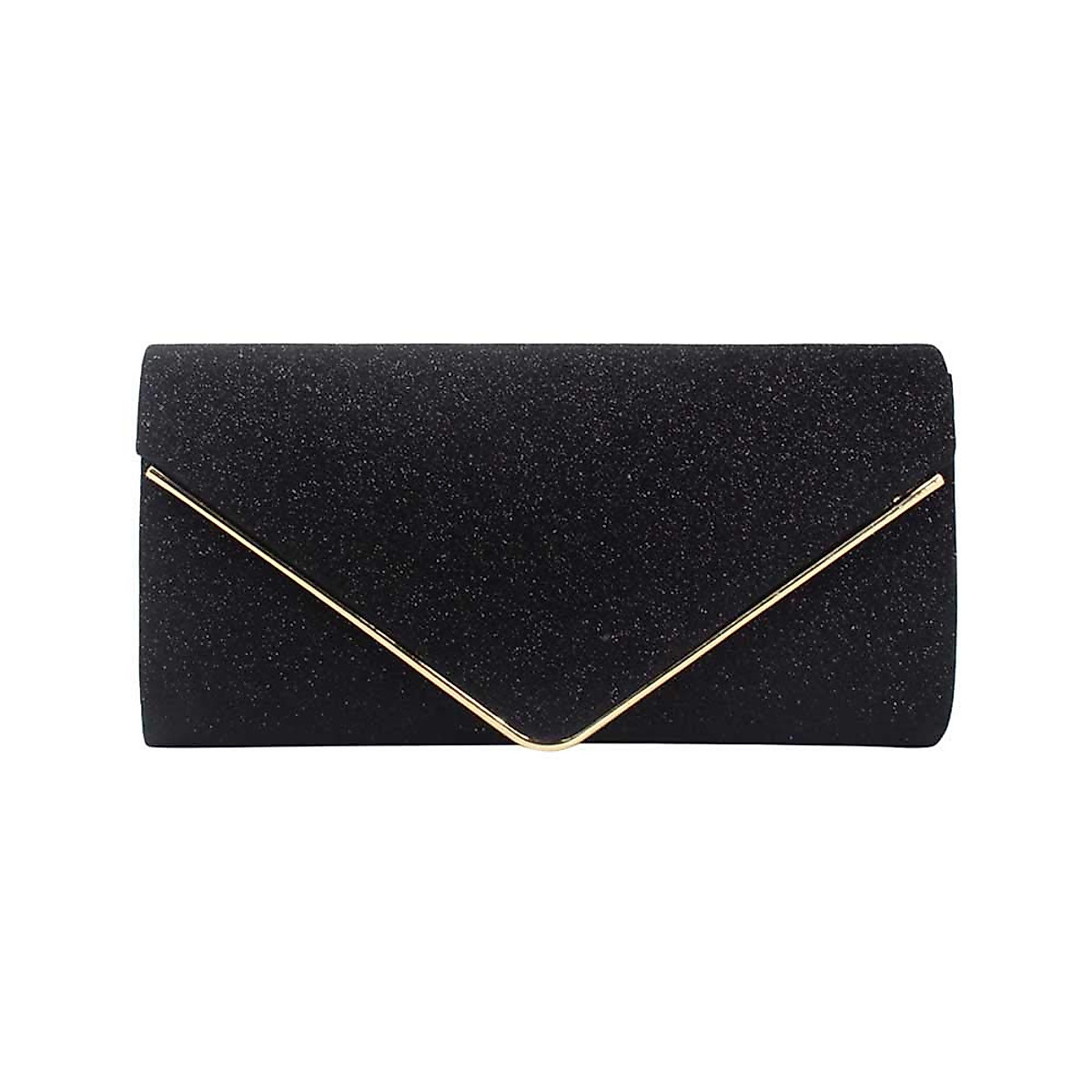 KALAIEN Envelope Clutch Purse Evening Bag for Women Glitter Evening Bag Handbags For Wedding (Black)