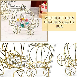 4Packed Mini Cinderella Carriage Candy Box, Halloween Pumpkin Candy Holder, Halloween Party Decorations, Plated Pumpkin Carriage Centerpiece for Wedding Birthday Party Table Centerpiece Decor