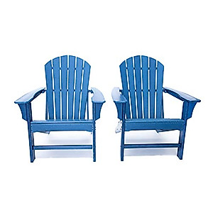 LuXeo LUX-1518-NAVY(2 Pack) Hampton Adirondack Chair, 2-Pack, Water-Resistant, Plastic, Navy