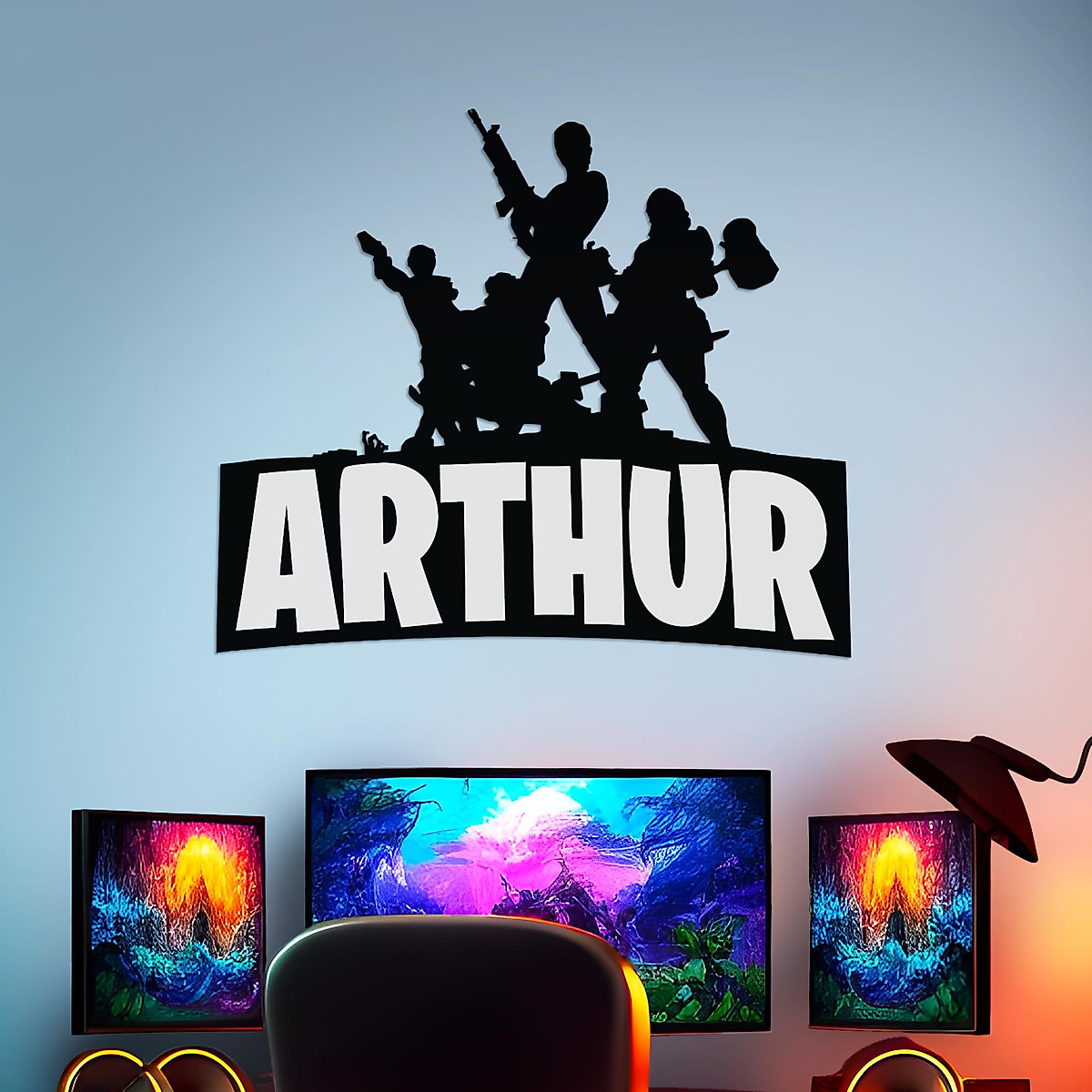 CRYPTONITE Personalized Name Famous Game Wall Decor I Wall Stickers for Bedroom Decor I Nursery Wall Decal for Boys & Girls I Boys Bedroom Decor I Stickers for Kids Wide 20"x18" Height (Small)