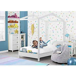 Delta Children Poppy House Wood Twin Bed, Platform Bed - No Box Spring Needed, Bianca White