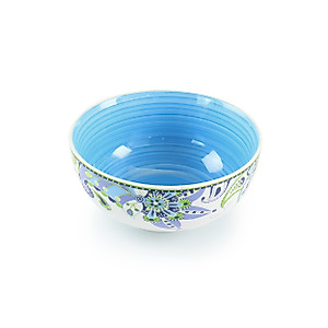 Elama Blue Crush 16 Piece Round Porcelain Dinnerware Set Mandala Paisley