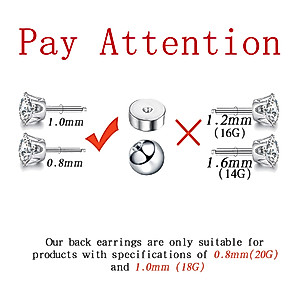 MJust 18G 20G Screw Ball Backs Flat Earring Backs Stainless Steel Replacement Balls Metal Earring Backs for Studs Piercing Parts for Body Jewelry B20