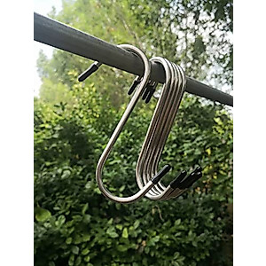 JY-MARINE Meat Hooks Stainless Steel S Hooks Metal Hangers Hanging Hooks for Kitchen, Work Shop, Bathroom, Garden (6 inch)
