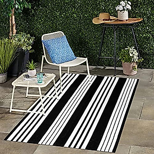 Black and White Outdoor Rug 3' x 5', Washable Rugs Front Door Mat Cotton Woven Kitchen Rug Entryway Rug Indoor/Outdoor Rugs Layered Doormats for Front Porch/Farmhouse/Patio