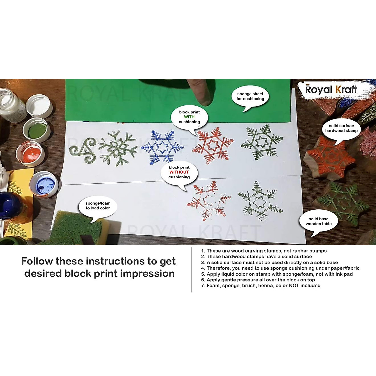 Pottery Printing Blocks Stylish Tree Pattern Wooden Stamps (Set of 6) Htag2054