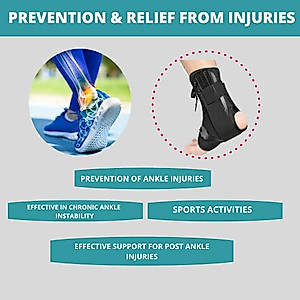MEDIZED® Ankle Brace, Stabilizer, Lace Up Adjustable Support, Stirrup Compression – for Running, Basketball, Volleyball, Injury Recovery, Sprain, Ankle Wrap for Men, Women, and Children (Medium)