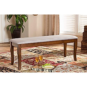 Baxton Studio Cornelie Modern and Contemporary Transitional Grey Fabric Upholstered and Walnut Brown Finished Wood Dining Bench