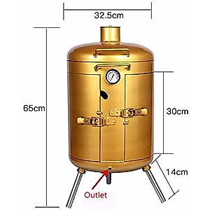 NEWCES Safety Certification Charcoal Barbecues Grills Freestanding Barbecues w/Lid & Grid Outdoor Portable Smoker BBQ for Picnic Garden Terrace Camping Travel Golden