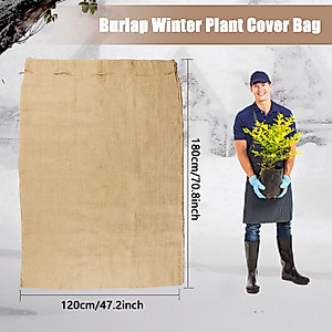 47.2''×70.8'' Plant Cover Drawstring Tree Cover,Burlap Winter Plant Cover Bag,Plant Covers Freeze Protection,Winter Freeze Plant Protection,Reusable Tree Jacket Frost Blanket for Outdoor Plants Potted