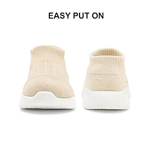Cubufly Baby Sock Shoes First Walking Shoes Slip on Sneaker 0-3 Years Beige