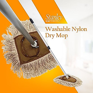 Stanley Home Products Washable Nylon Dry Mop - Removes Dust and Dirt from Surfaces and Hard to Reach Areas (Complete Mop)
