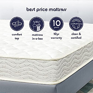 Best Price Mattress 6 Inch Tight Top Innerspring Mattress - Comfort Foam Top with Bonnell Spring Base, CertiPUR-US Certified Foam, Twin,White