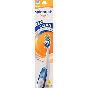 Spinbrush PRO CLEAN Battery Powered Toothbrush, Soft Bristles, 1 Count, Gold or Blue Color May Vary