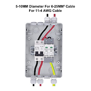 2 String PV Combiner Box IP65 Waterproof Solar Disconnect Switch with 40A Circuit Breaker 1000V for Solar Panels