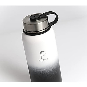 Purify Sports Water Bottle – 32Oz, 2 Lids (Open Lid), Leak Proof, Vacuum Insulated Stainless Steel, Double Walled, Thermo Mug, Metal Canteen