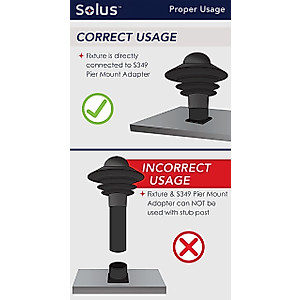 Solus S349-BK Black Pier Mount Adapter for 3" Post Lighting Fixtures