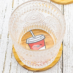 Haomacro Coasters for Drinks with Holder,Farmhouse Funny Wood Drink Cup Coasters,Stain-Resistant Absorbent Coaster for Coffee Table,Rustic Cork Absorbent Coasters Cute Kitchen and Coffee