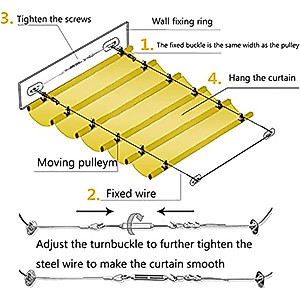 LXLIGHTS Retractable Wave Shade Sails, Easy to Install Sun Protection Awning, HDPE Ventilation Fabric U Shaped Sliding Roller Blind for Patio Roof Shade Canopy Cover