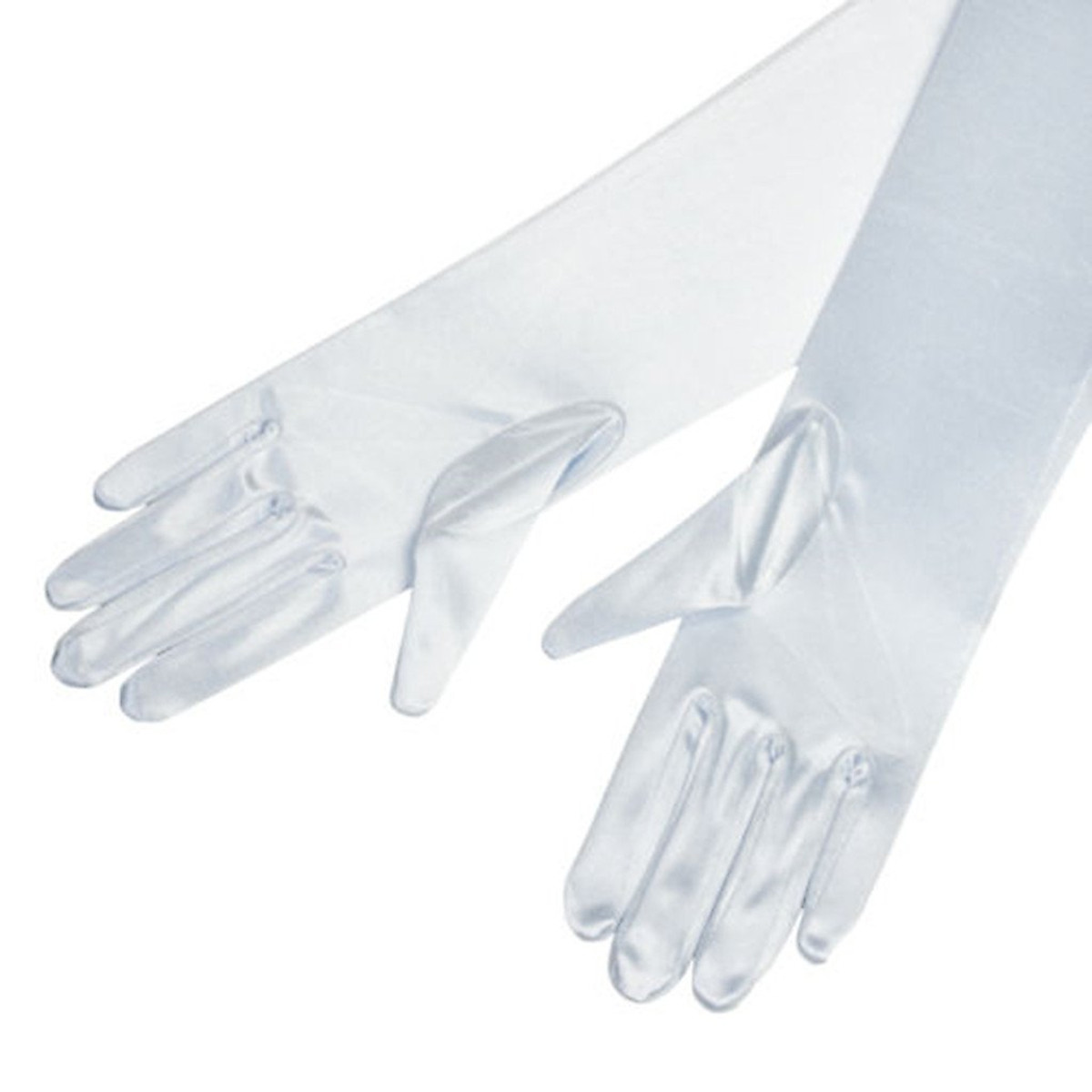 DreamHigh Women's Party Wedding 21" Long Satin Finger Gloves White