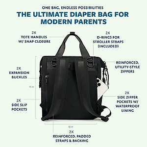 Nurse Laurie Baby Diaper Bag - Unisex Toddler Travel Bag for Maternity and Essentials - Multifunction and Insulated Pockets - Black