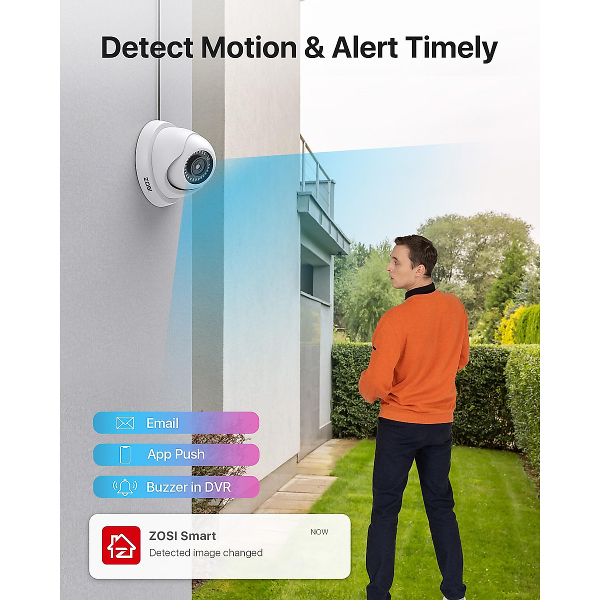 ZOSI 1080P H.265+ Home Security Camera System,5MP Lite 8 Channel Surveillance DVR and 8 x 1080p Weatherproof CCTV Dome Camera Outdoor Indoor with 80ft Night Vision, Remote Access (No Hard Drive)