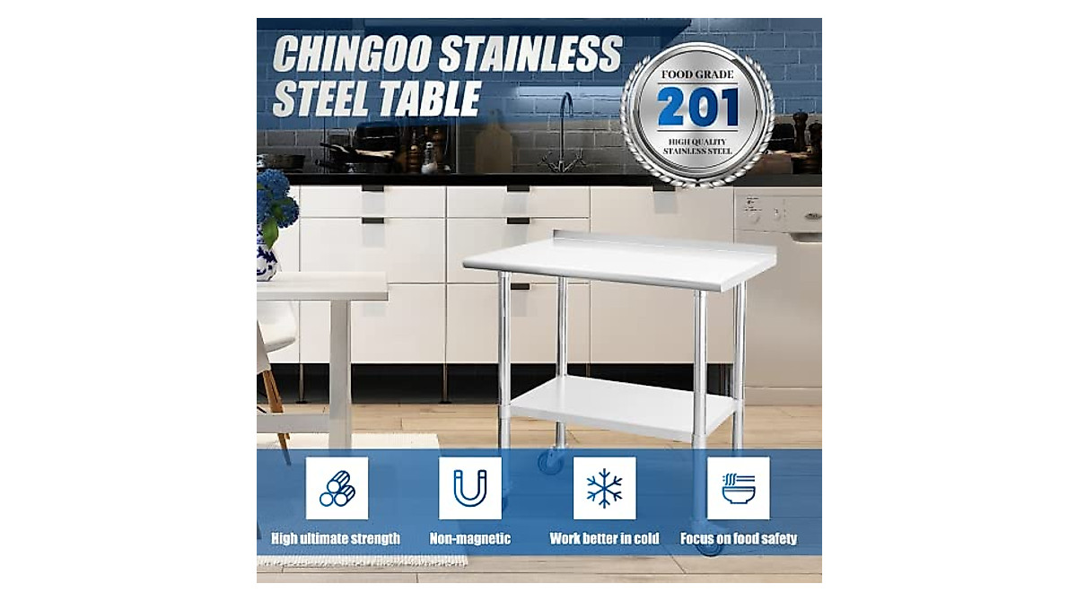 Chingoo Stainless Steel Table - Durable & Mobile Prep Table
