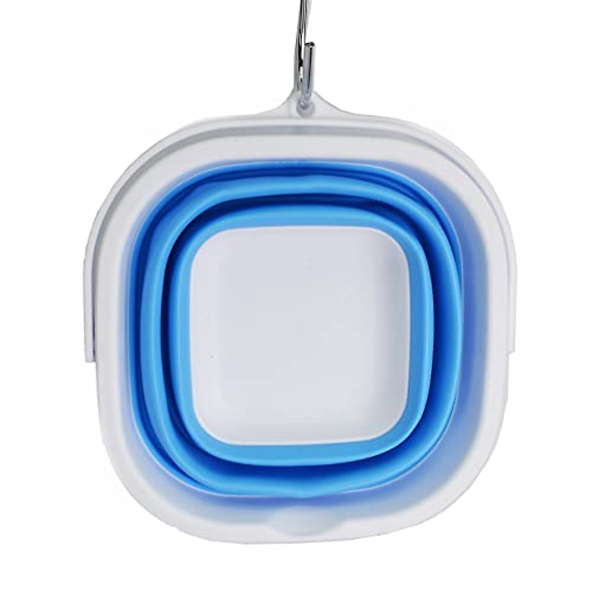 SAMMART 2.6L (0.68 Gallon) Super Mini Sqare Collapsible Plastic Bucket - Foldable Square Tub - Portable Fishing Water Pail - Space Saving Outdoor Waterpot (Marine Blue + Grass Green)