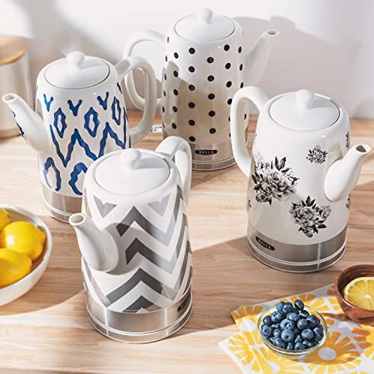 BELLA 1.5L Electric Ceramic Kettle, Black Floral