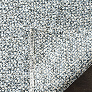 SAFAVIEH Montauk Collection 8' x 10' Ivory / Light Blue MTK717B Handmade Cotton Area Rug