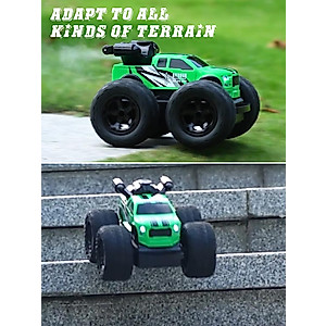 RC Stunt Car, RC Monster Trucks 4x4 Offroad, 4WD 360° Flips Rotating Car Toys for Boys and Girls, Toddler Remote Control Car with Spray Function, Ideal Birthday for Kids (Green)