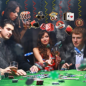 24PCS Casino Theme Hanging Swirls Decorations, Las Vegas Poker Party Supplies Ceiling Hanging Swirls for Casino Poker Games Night Birthday Party Decorations