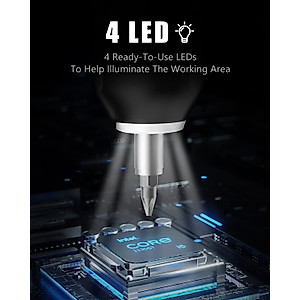 Electric Screwdriver, Cordless Power Screwdriver Set with 2000mAh Rechargeable Battery, 3.7V, 4 LEDs, USB-C Cable, 20pcs Bits, Automatic & Manual, High Torque 2.5Nm