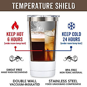 Henghere 70th Birthday Gifts for Women, 70th Birthday Gift for Friend, Mom, Grandma，Sister, Wife, Aunt, Coworker, Happy 70 Year Old Birthday Decorations Women | Thermos Cup - White