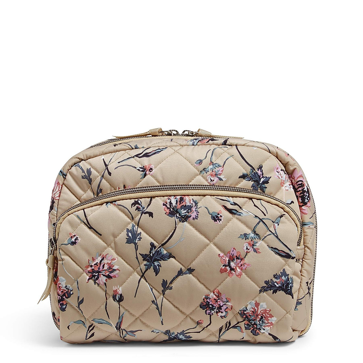 Vera Bradley Women's Performance Twill Lay Flat Cosmetic Makeup Organizer Bag, Strawflowers, One Size