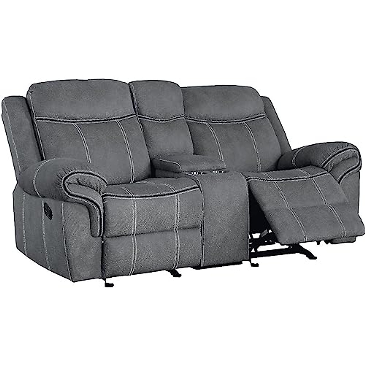 Acme Zubaida Reclining Loveseat with USB Dock and Console in 2-Tone Gray Velvet